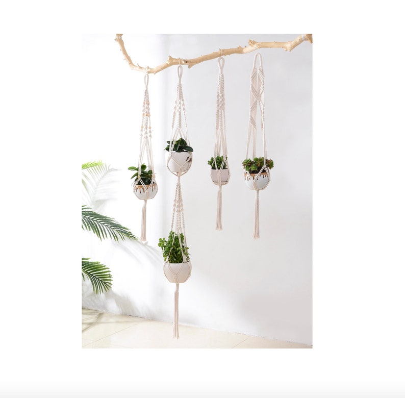 5 piece set macrame plant hanger macrame plant hangers with | Etsy