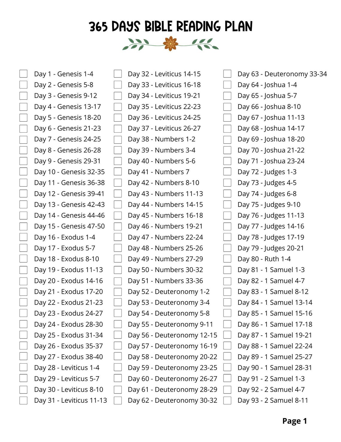 365 Day Bible Reading Plan | Printable Scripture Reading Guide | Read ...