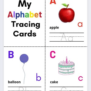 Alphabet Tracing Flashcards/ Printable Alphabet Cards/uppercase and ...