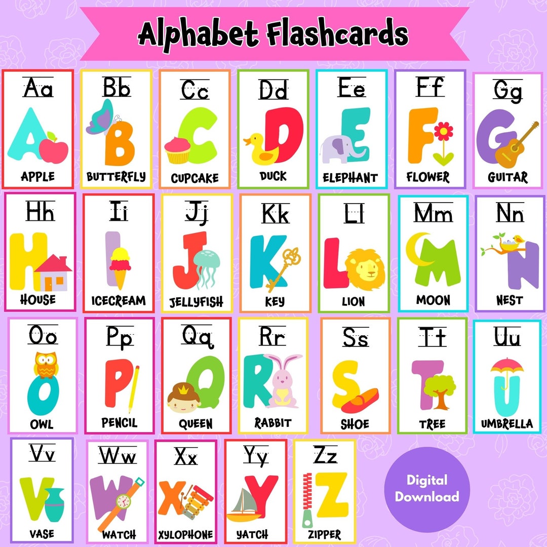 Colorful Alphabet Flashcards/ Beginning Sound Cards/ ABC Flashcards ...