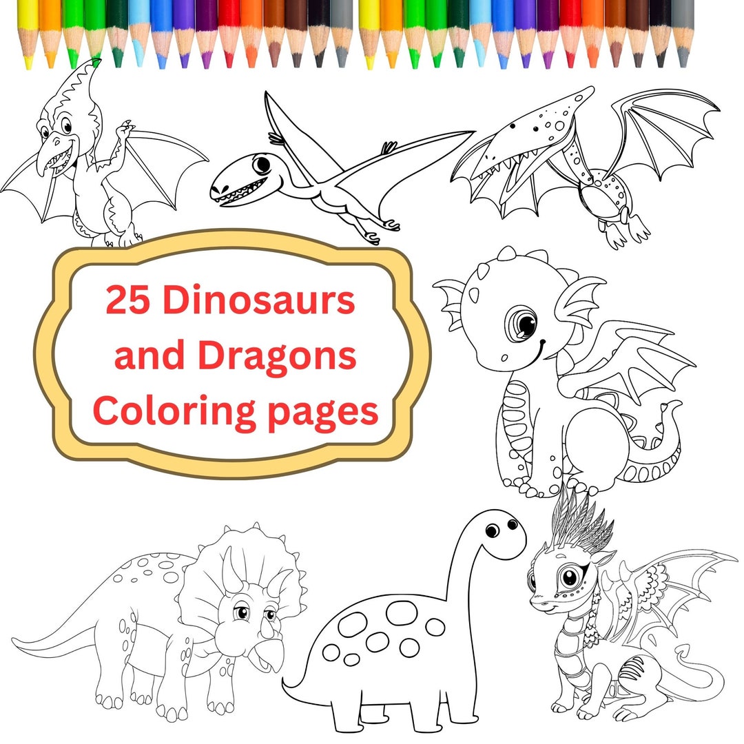 Children's Dinosaurs and Dragons Printable Coloring Pages | Printable ...