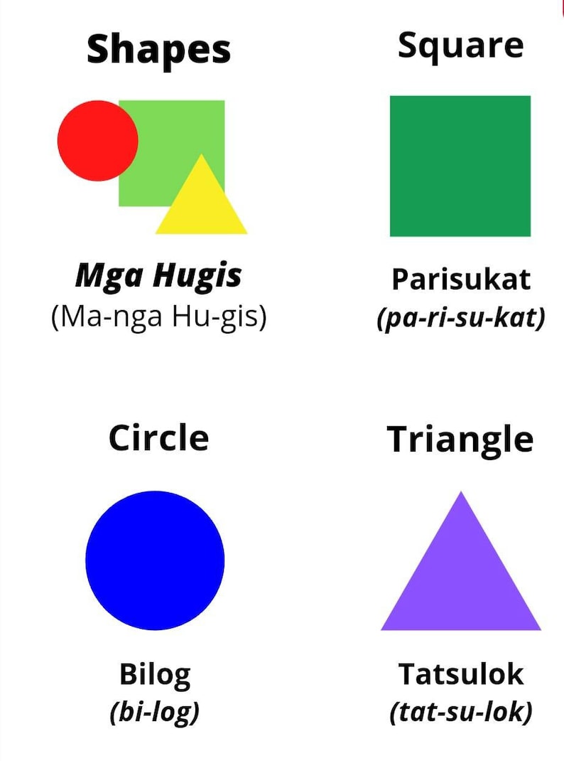 English-filipino Shapes Flashcards / Printable Bilingual Flashcards ...