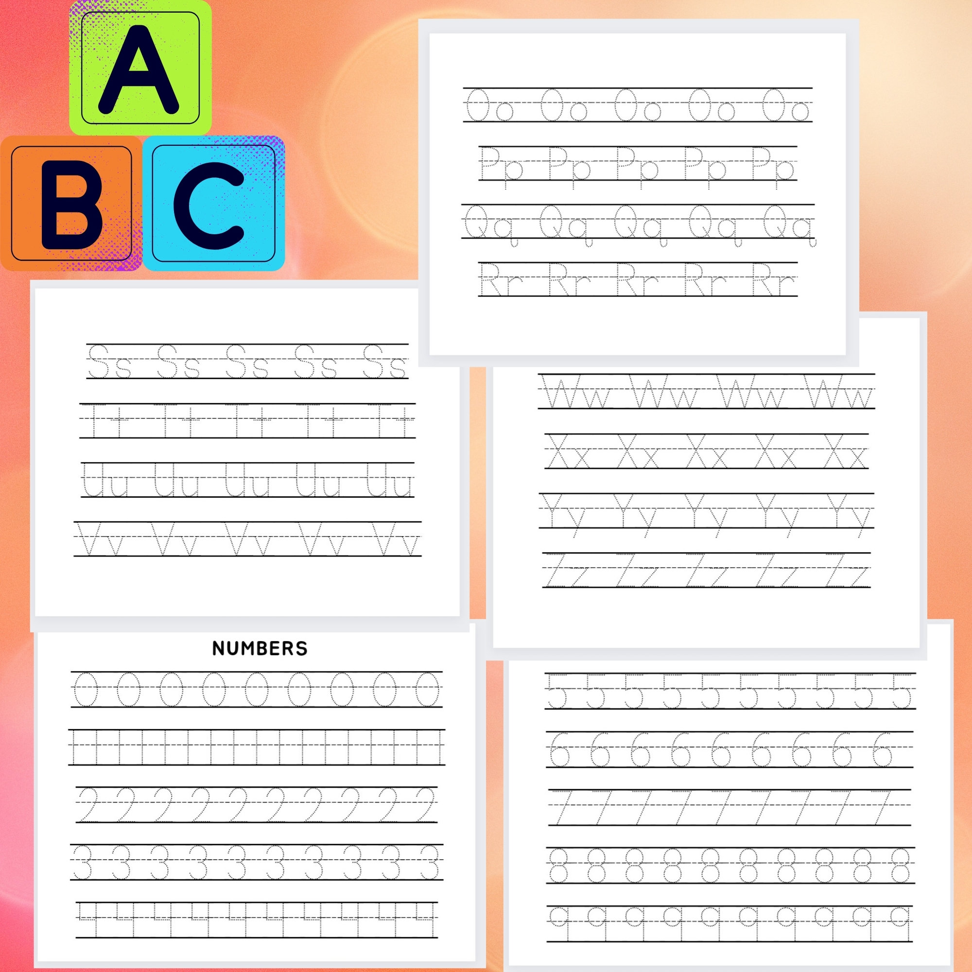 Numbers and Letters Tracing Worksheet/alphabet & Number Tracing ...