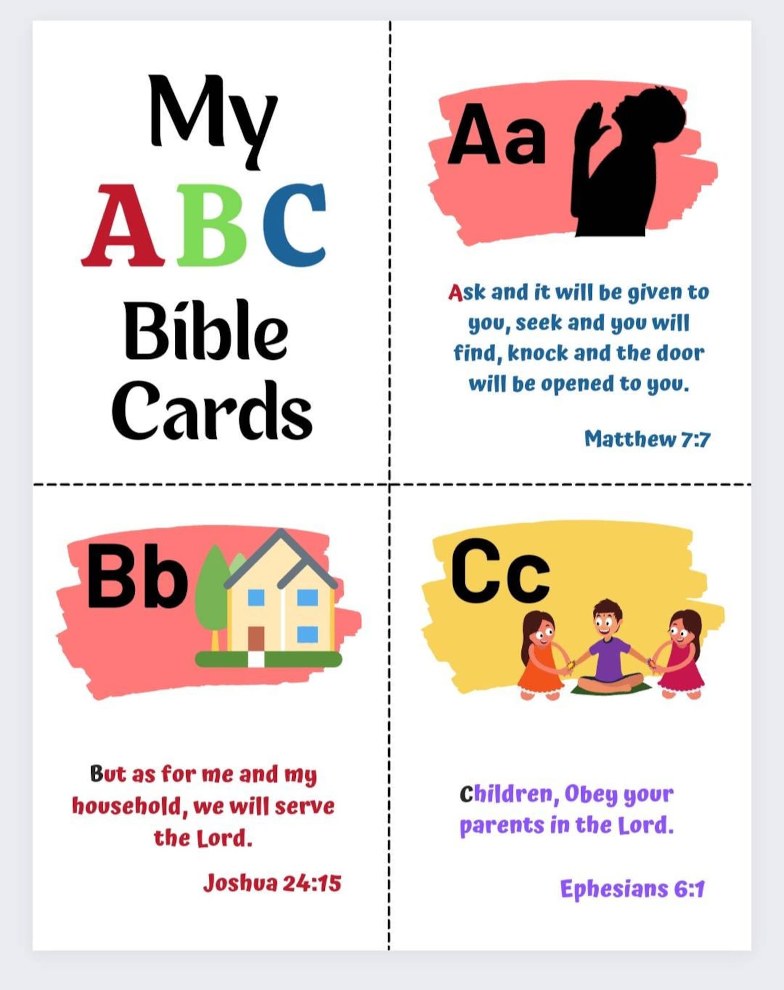 Printable ABC Bible Card / Memory Verse Card / Bible ABC / ABC Bible ...