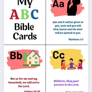 Printable ABC Bible Card / Memory Verse Card / Bible ABC / ABC Bible ...