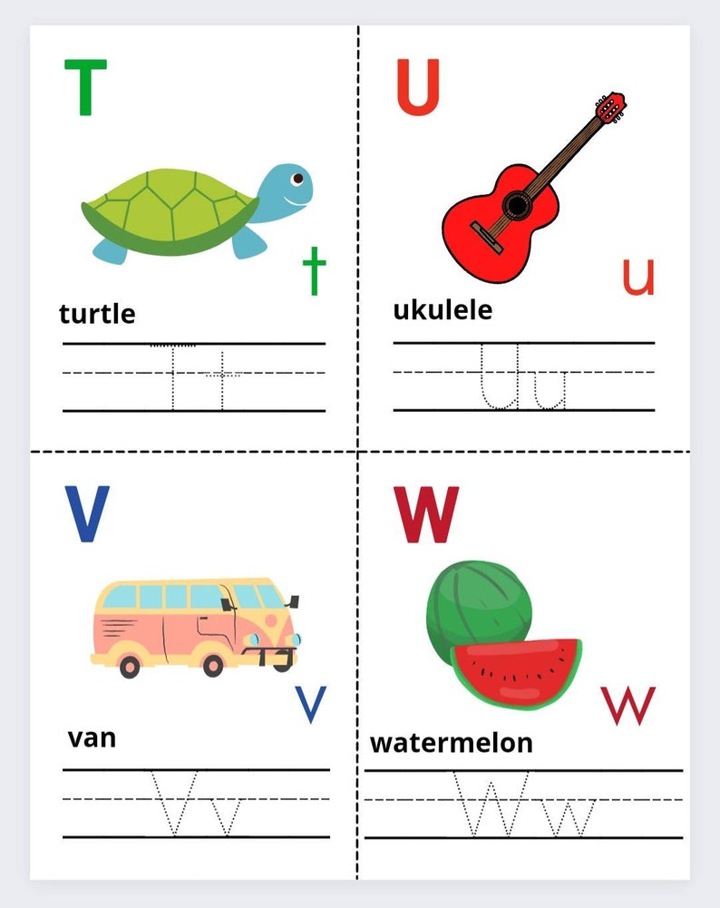 Alphabet Tracing Flashcards/ Printable Alphabet Cards/uppercase and ...