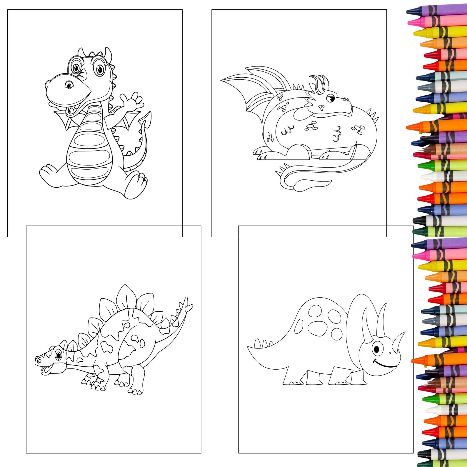 Children's Dinosaurs and Dragons Printable Coloring Pages Printable ...