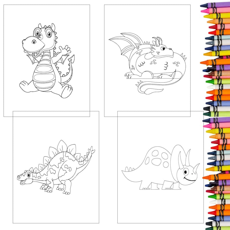 Children's Dinosaurs and Dragons Printable Coloring Pages Printable ...
