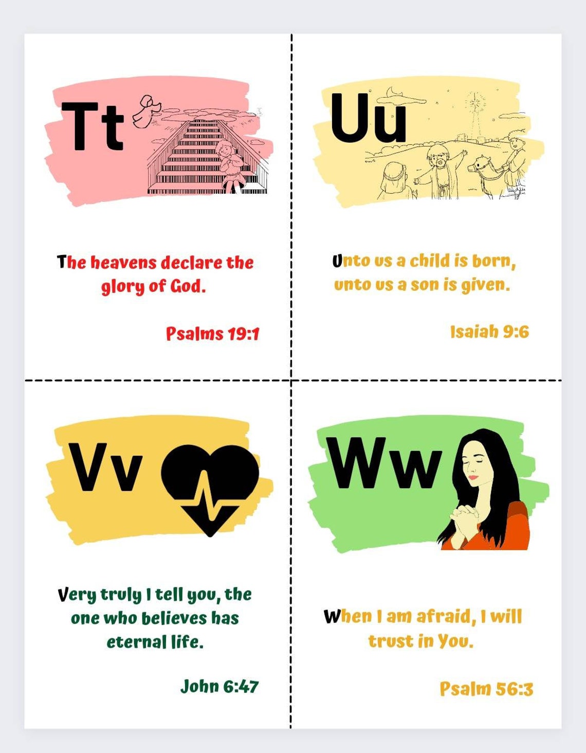 Printable ABC Bible Card / Memory Verse Card / Bible ABC / ABC Bible ...