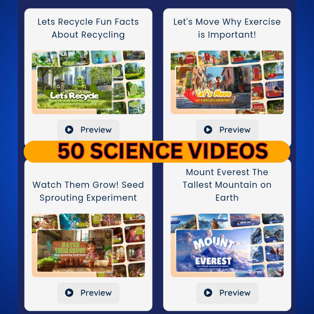 50 Kids Science and Educational Videos PLR - Editable Quizzes, Games ...