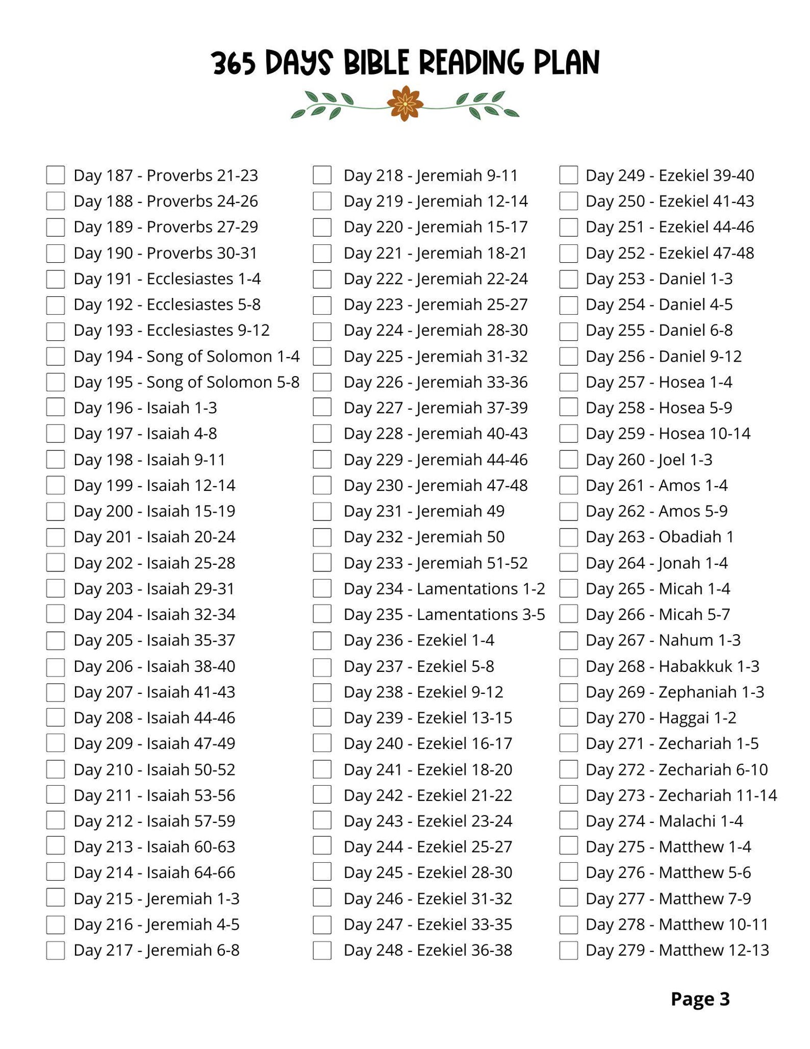 365 Day Bible Reading Plan | Printable Scripture Reading Guide | Read ...