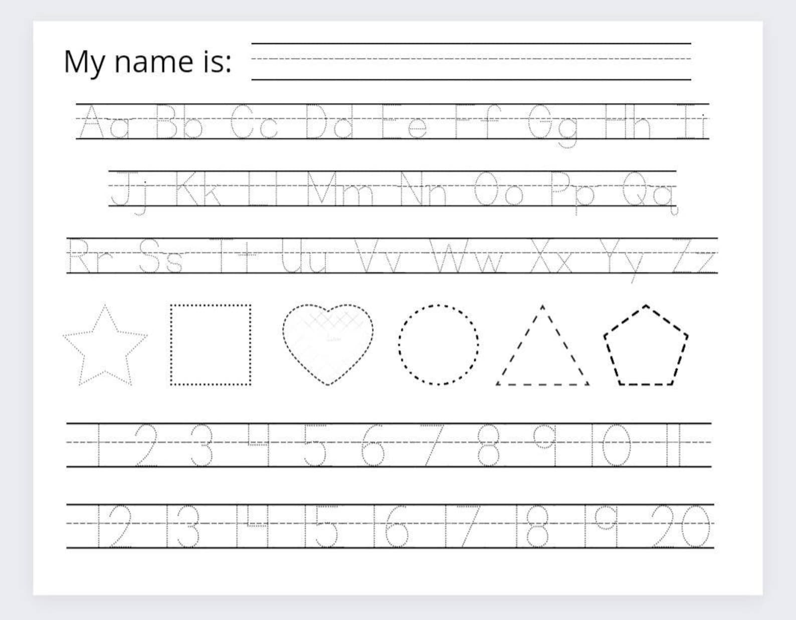 Alphabet & Numbers Tracing Worksheet/letters Tracing Sheet/printable ...