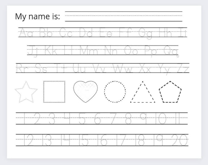 Alphabet & Numbers Tracing Worksheet/letters Tracing Sheet/printable ...