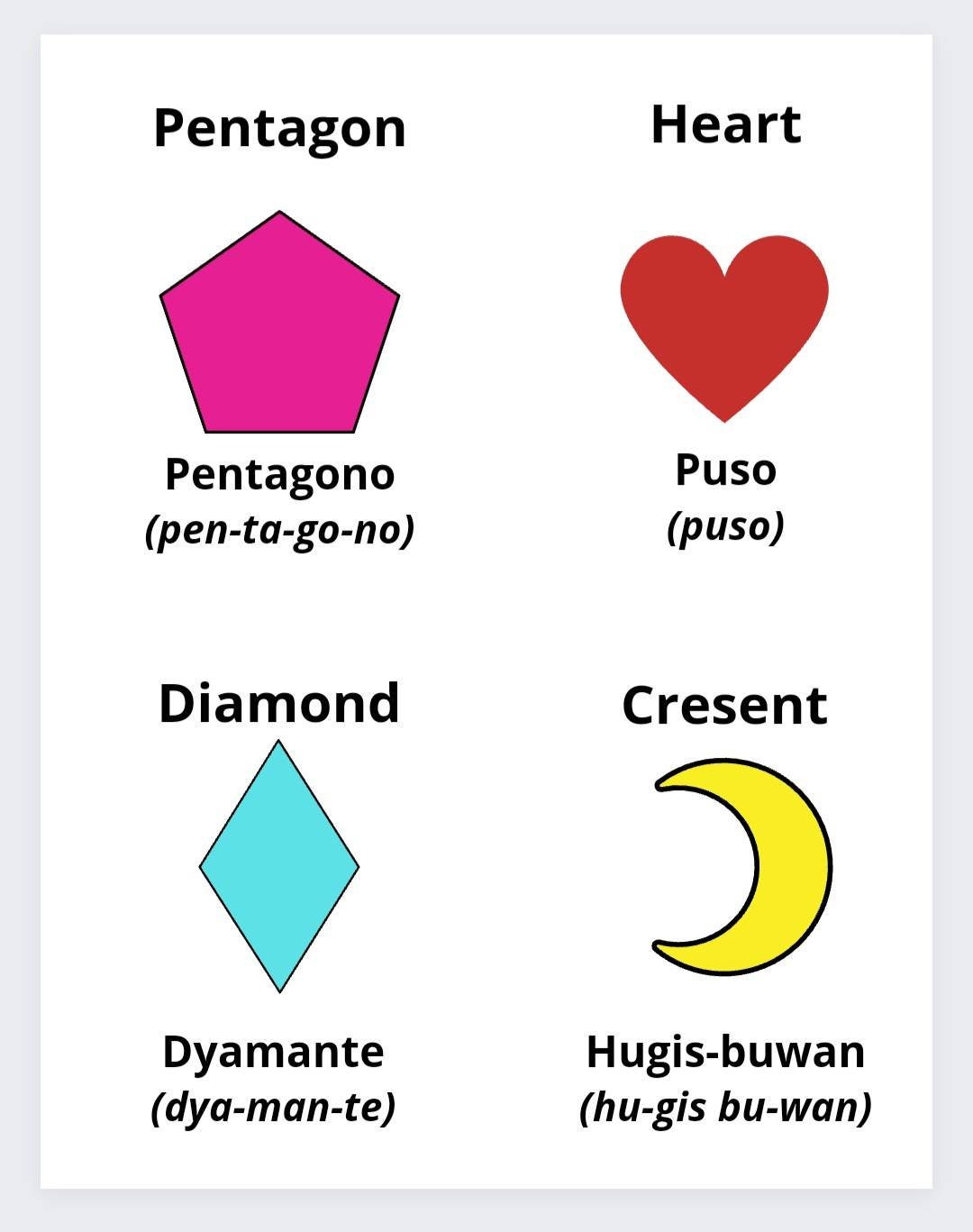 English-filipino Shapes Flashcards / Printable Bilingual Flashcards ...
