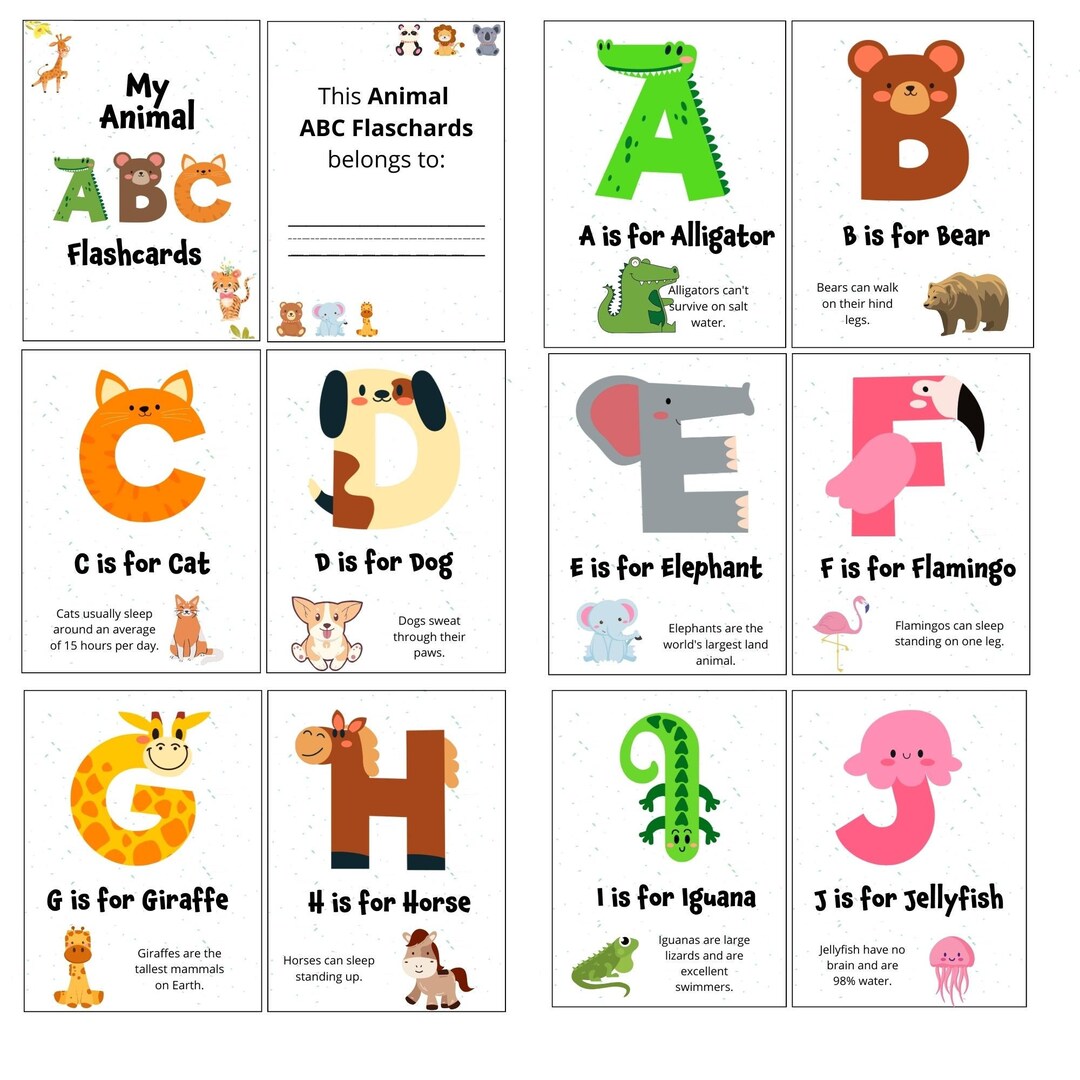 Alphabet Animal Flashcards| ABC Flashcards| Animal Flashcards ...