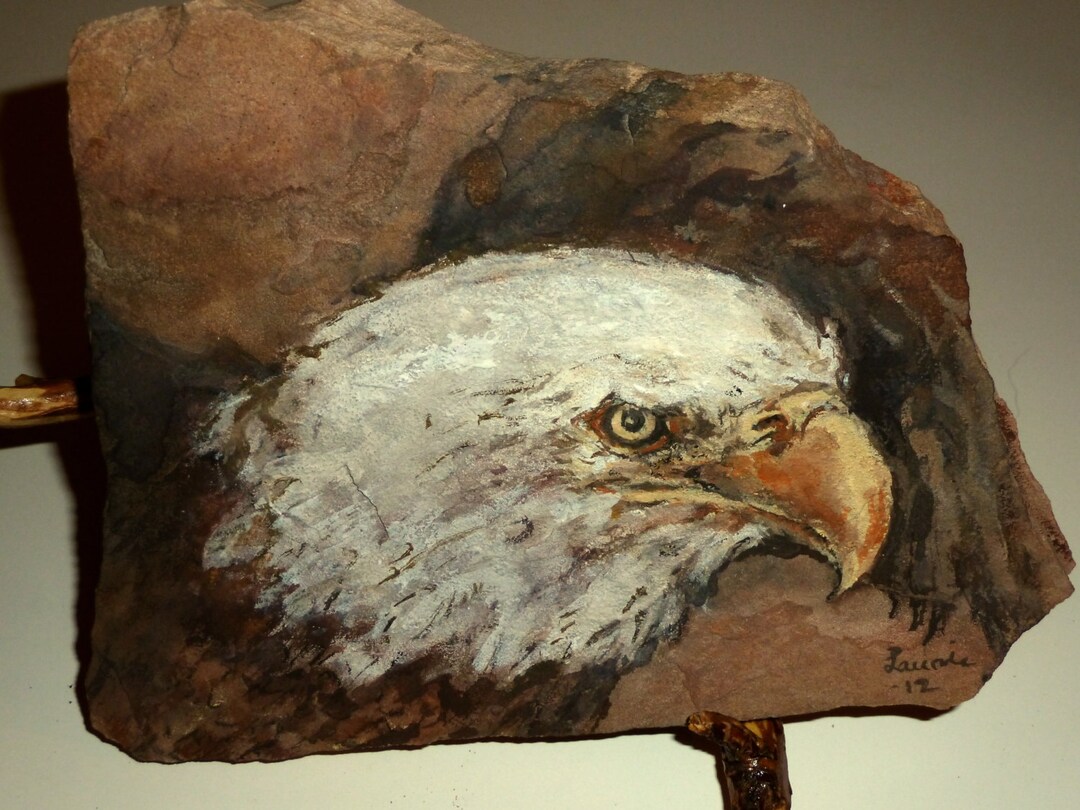 Soaring Bald Eagle - Original Watercolor Painting on Flagstone - Etsy