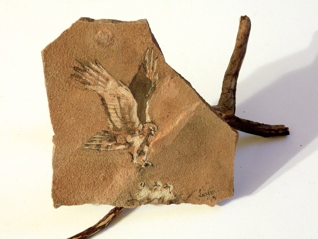 Hawk Nest Original Watercolor Stone Painting on Flagstone - Etsy