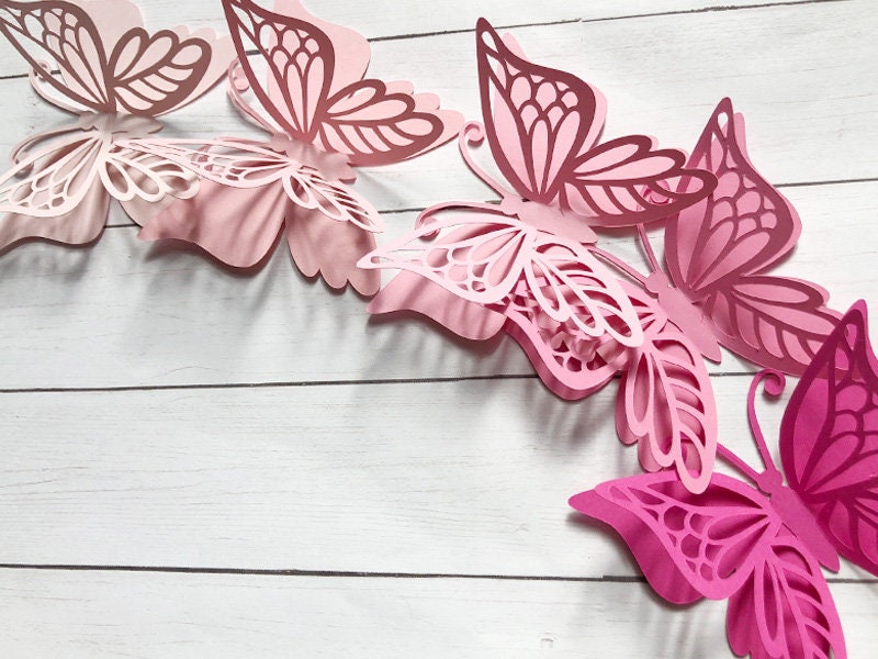 3D Pink Paper Butterfly Cutouts Pink Paper Butterflies Pink - Etsy