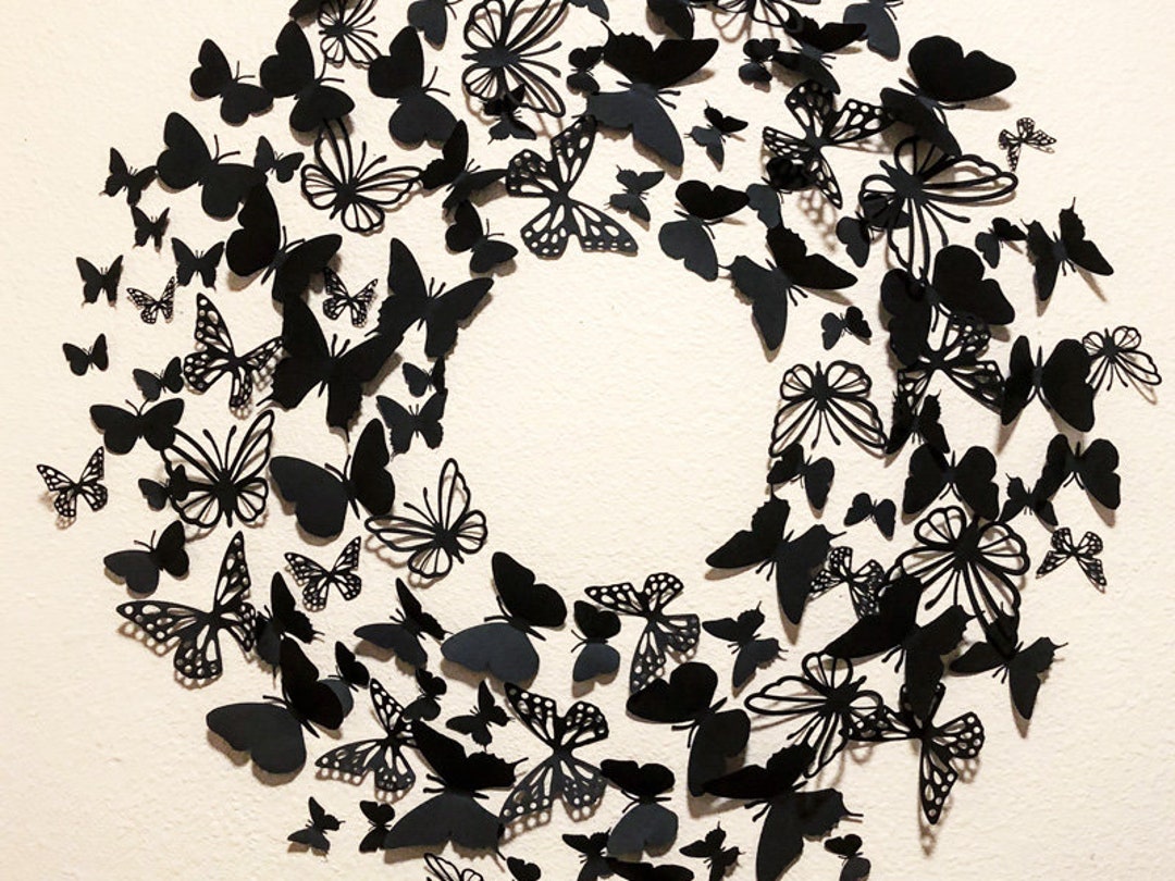 Paper Butterfly Wall Decor 3D Paper Butterflies Black Paper Butterflies ...