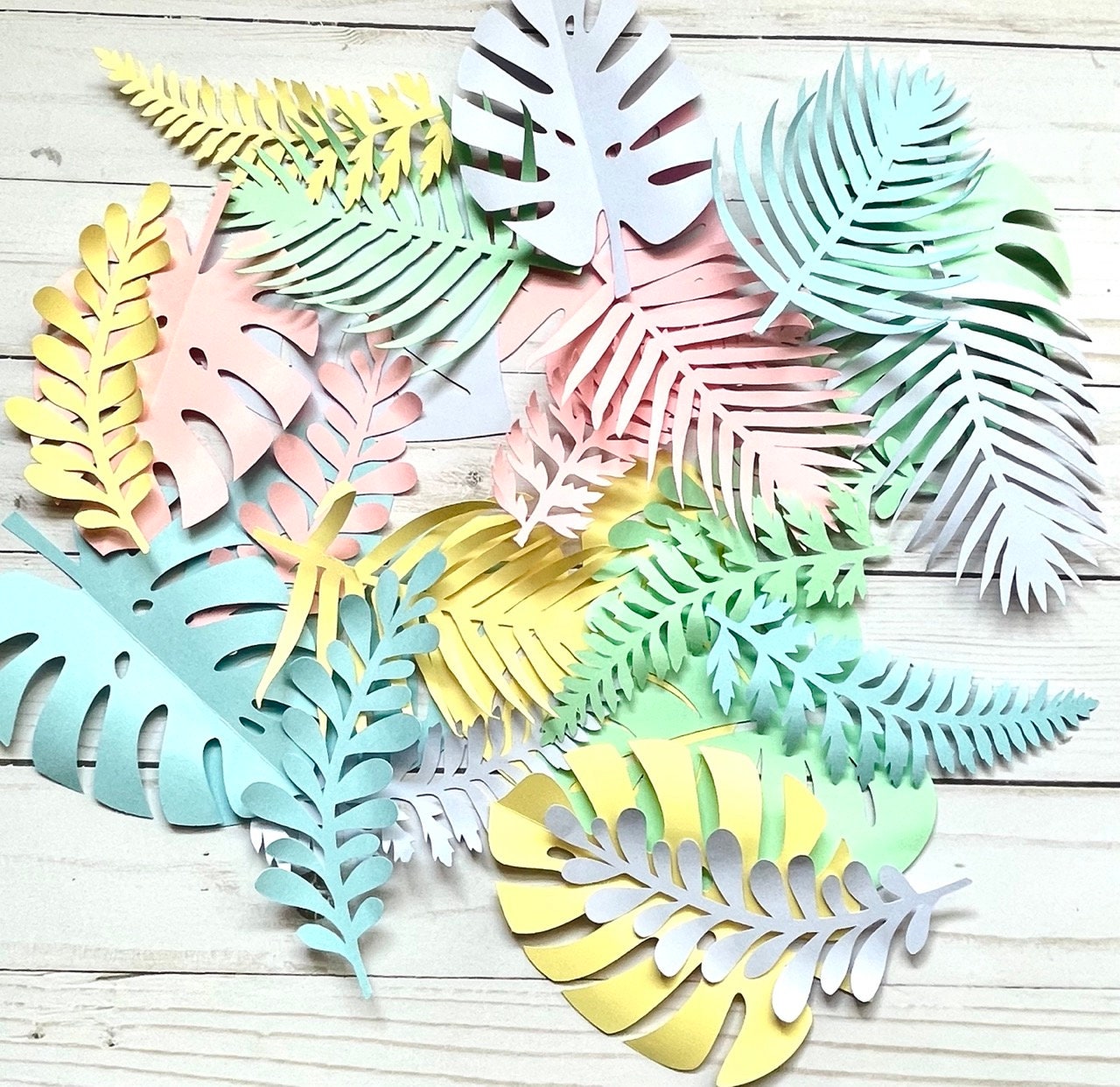 Tropical Pastel Leaf Cutouts Safari Tropical Leaf Cutouts - Etsy