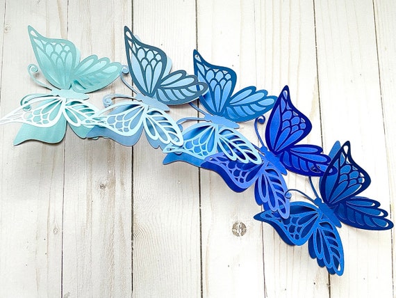 Blue Paper Butterfly Cutouts 3D Blue Butterflies Blue - Etsy