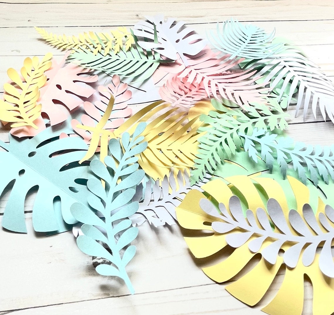 Tropical Pastel Leaf Cutouts Safari Tropical Leaf Cutouts - Etsy