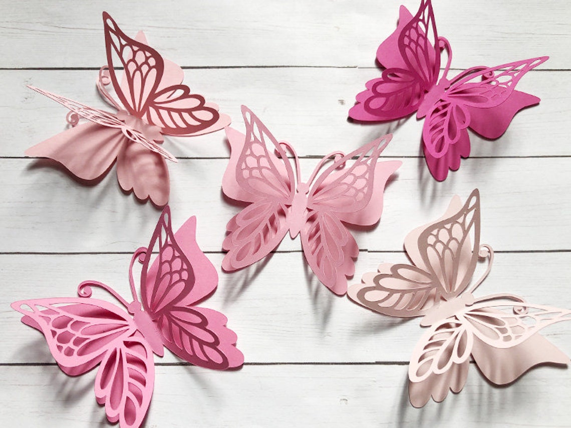 3D Pink Paper Butterfly Cutouts Pink Paper Butterflies Pink - Etsy