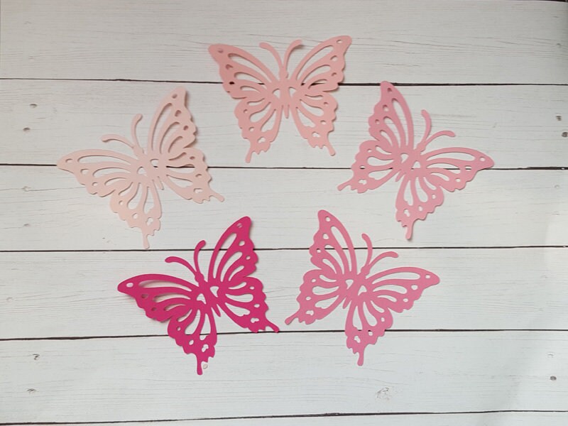 Pink paper butterfly die cuts Pink butterfly cutouts Big | Etsy