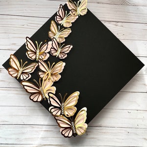 Pink and Gold Butterflies for Graduation Cap Topper DIY Butterfly Cap ...