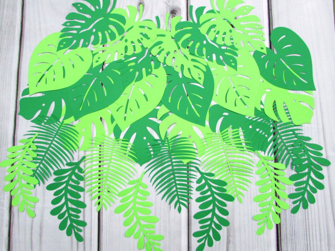 Tropical Paper Leaves Cutouts Large Tropical Leaf Cutouts Tropical Leaf ...