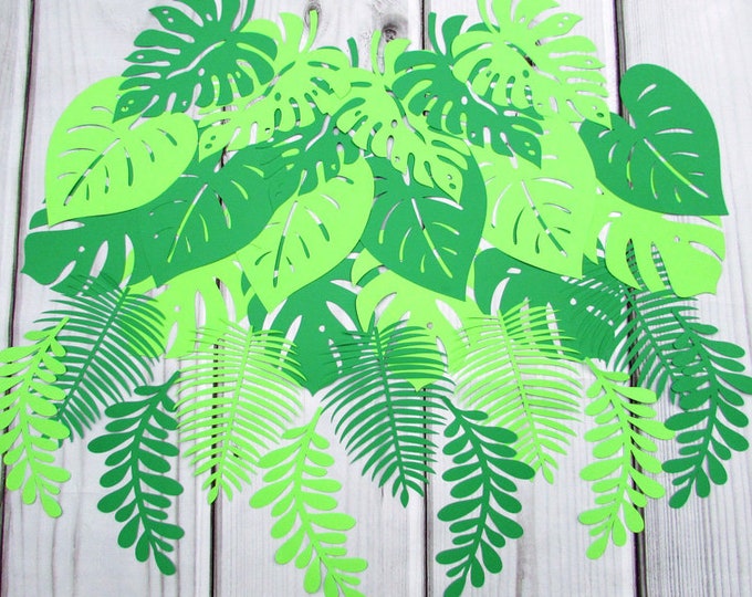 Tropical Paper Leaves Cutouts Large Tropical Leaf Cutouts Tropical Leaf ...