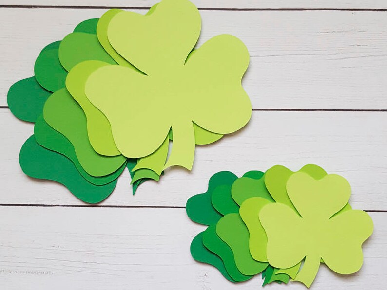 Shamrock Paper Die Cuts Green Shamrock Cutouts Three Leaf - Etsy