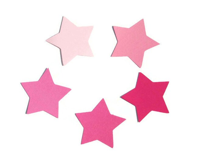 25 Pink Stars Paper Die Cuts - 2",2.5",3",3.5" - Party, Baby Shower ...