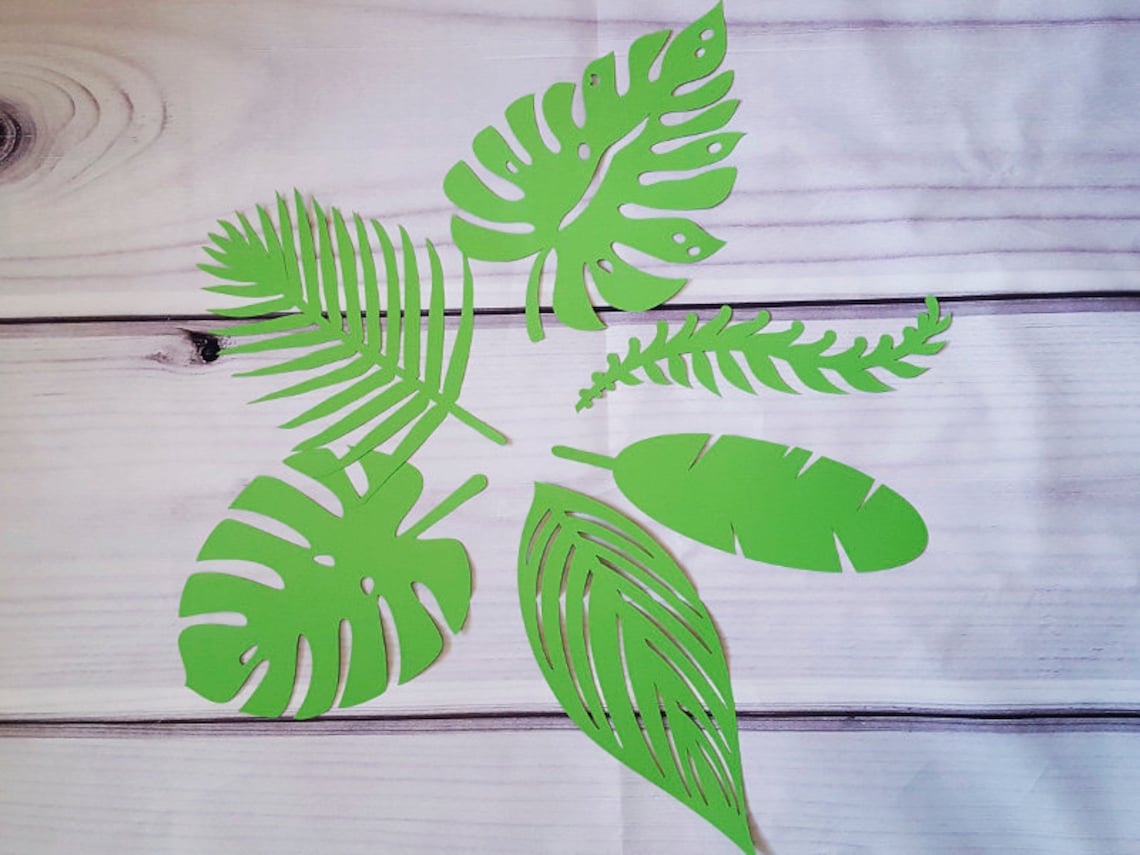 Tropical Paper Leaves Die Cuts Large Tropical Leaf Cutouts | Etsy