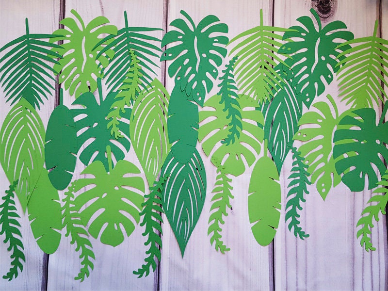 Tropical Paper Leaves Die Cuts Large Tropical Leaf Cutouts | Etsy