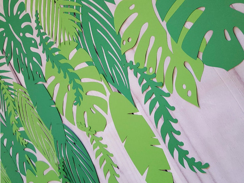 Tropical paper leaves die cuts Large tropical leaf cutouts | Etsy