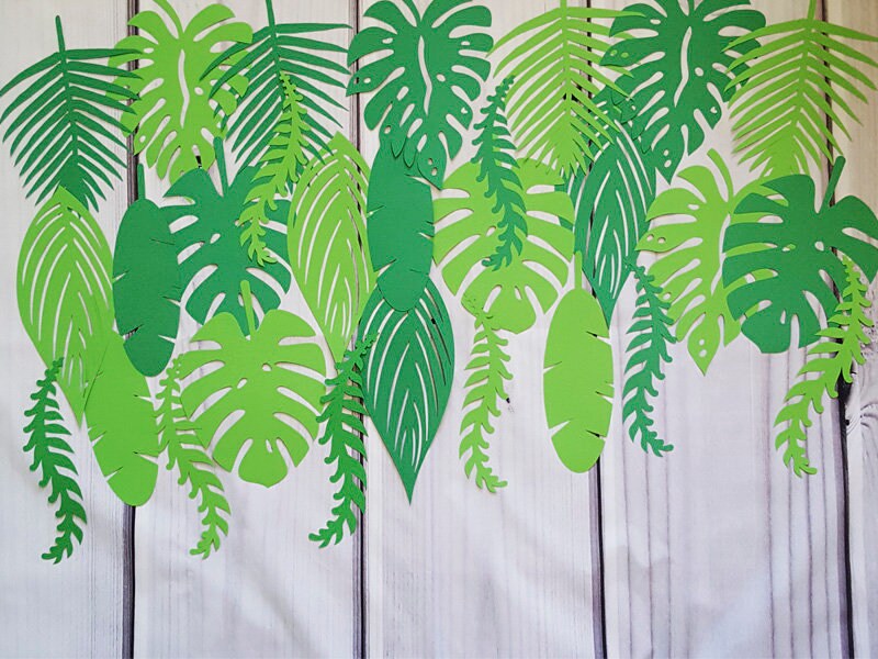 Tropical Paper Leaves Die Cuts Large Tropical Leaf Cutouts | Etsy