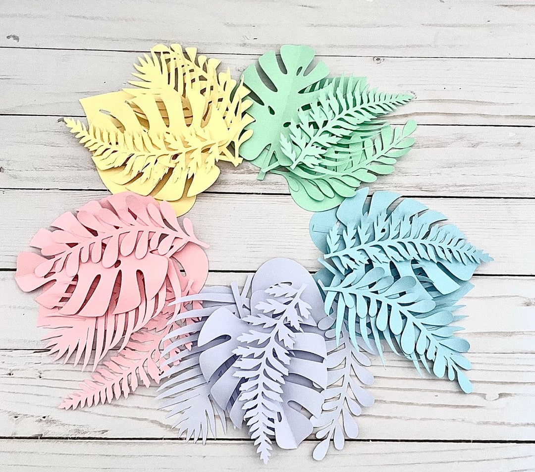 Tropical Pastel Leaf Cutouts Safari Tropical Leaf Cutouts Tropical Leaf ...
