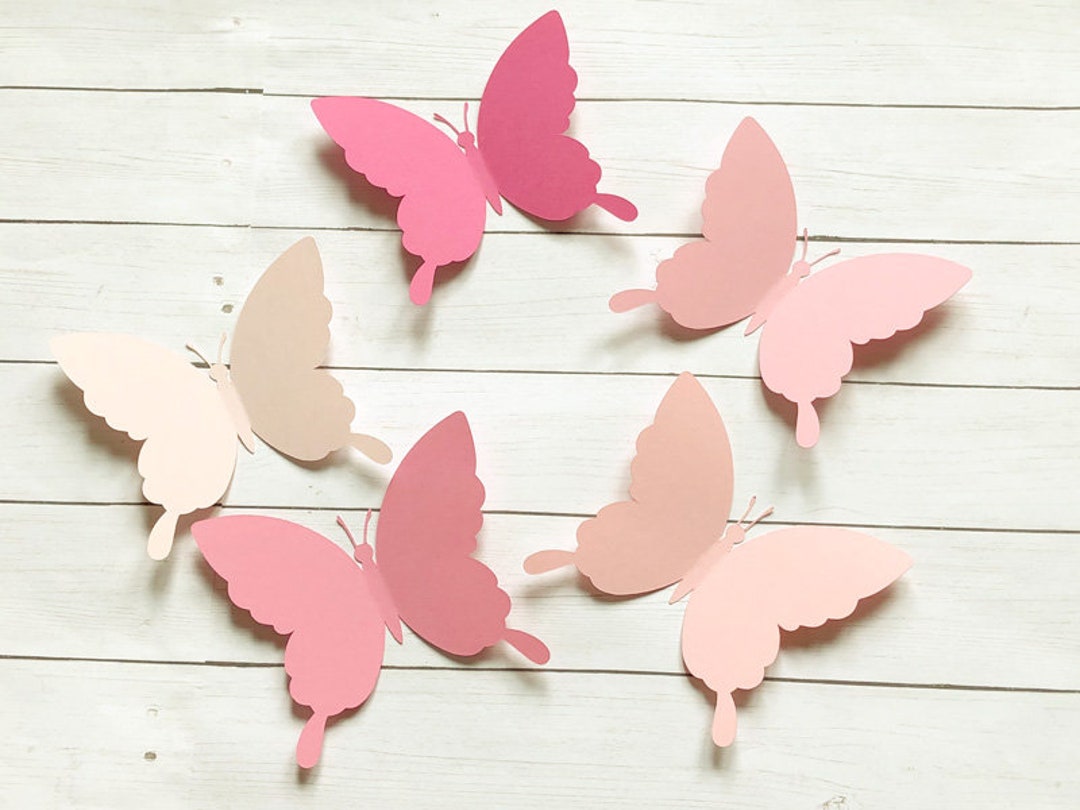 Pink Paper Butterfly Cutouts Pink Butterflies Cutouts Paper Butterfly ...