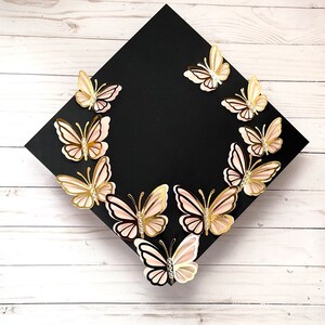 Pink and Gold Butterflies for Graduation Cap Topper DIY Butterfly Cap ...