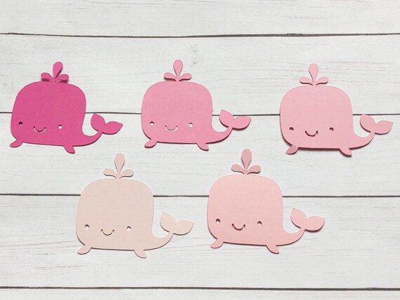 Pink paper whale cutouts paper fish die cuts ocean party paper | Etsy