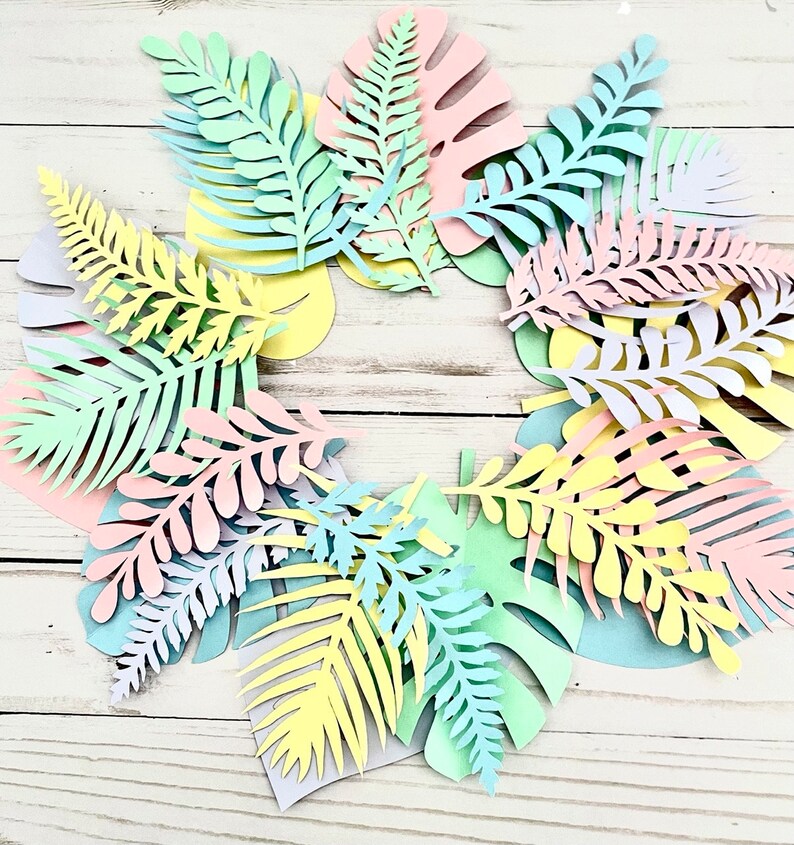 Tropical Pastel Leaf Cutouts Safari Tropical Leaf Cutouts - Etsy