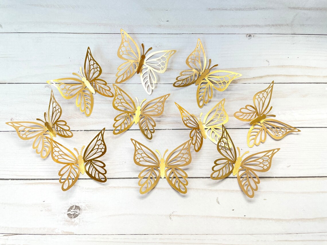 Gold Paper Butterfly Cutouts Paper Butterflies in Gold Color - Etsy