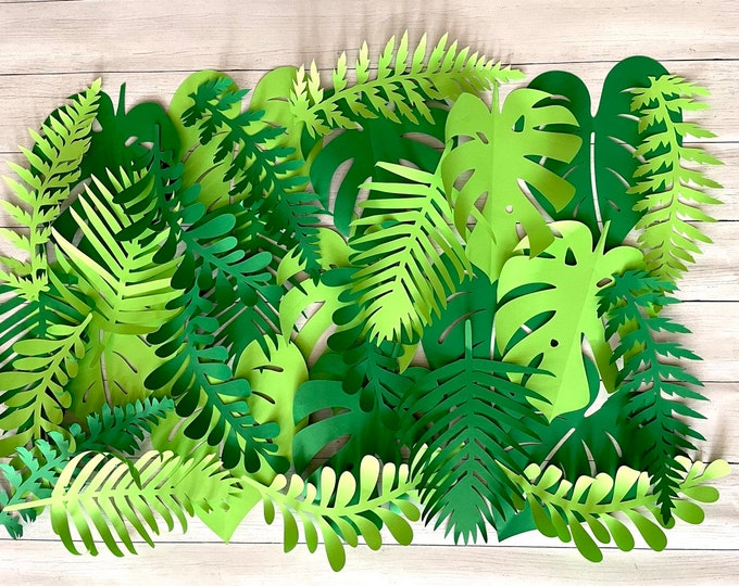 Tropical Leaf Cutouts Large Tropical Paper Leaf Cutouts Tropical Leaf ...