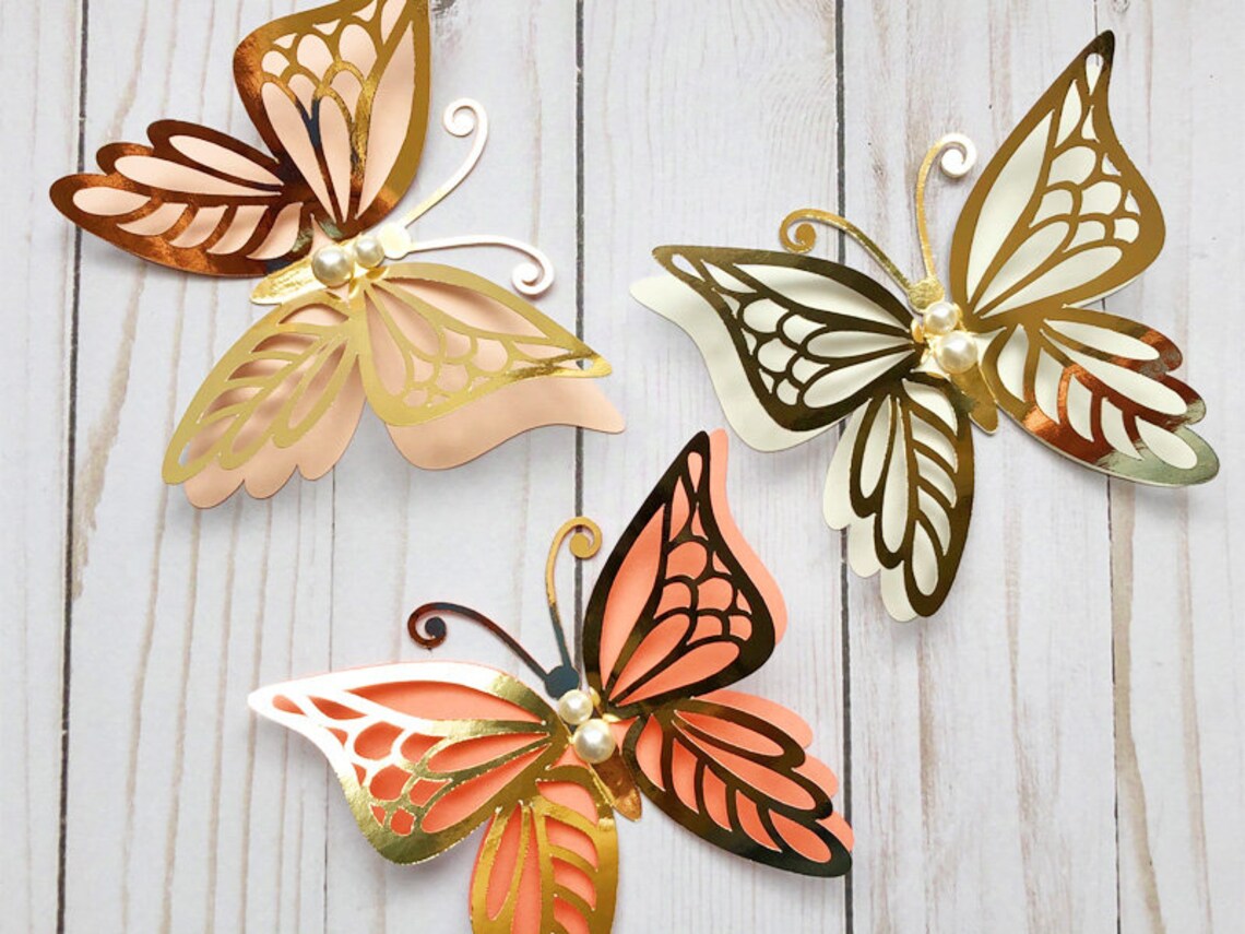 3D Paper Butterfly 3D Gold Paper Butterflies Cream Paper - Etsy