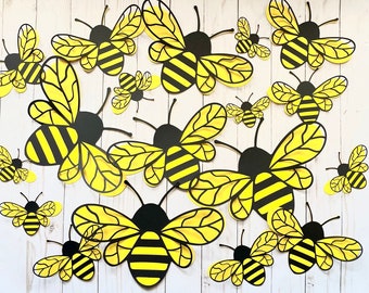 24 Pc. Small Honey Bee Paper Cut Outs Baby Shower, Birthday or Grandma ...