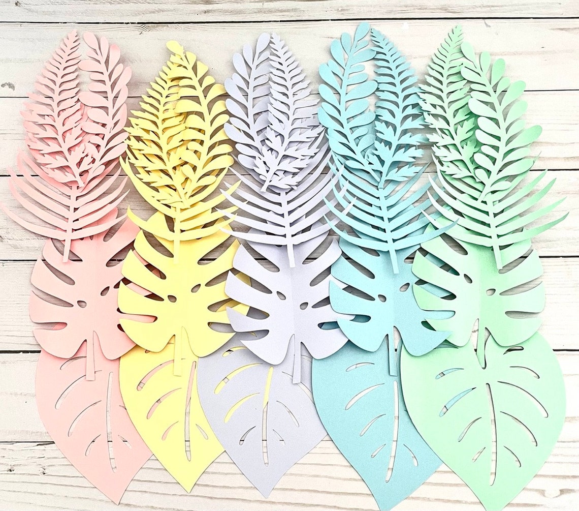 Tropical Pastel Leaf Cutouts Safari Tropical Leaf Cutouts - Etsy