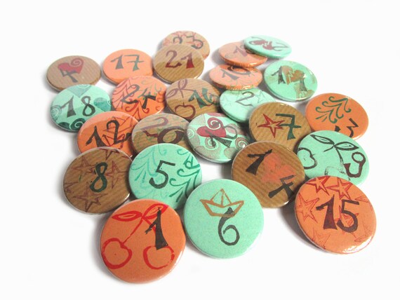 Buttons Advent Calendar Numbers Hand-stamped - Etsy