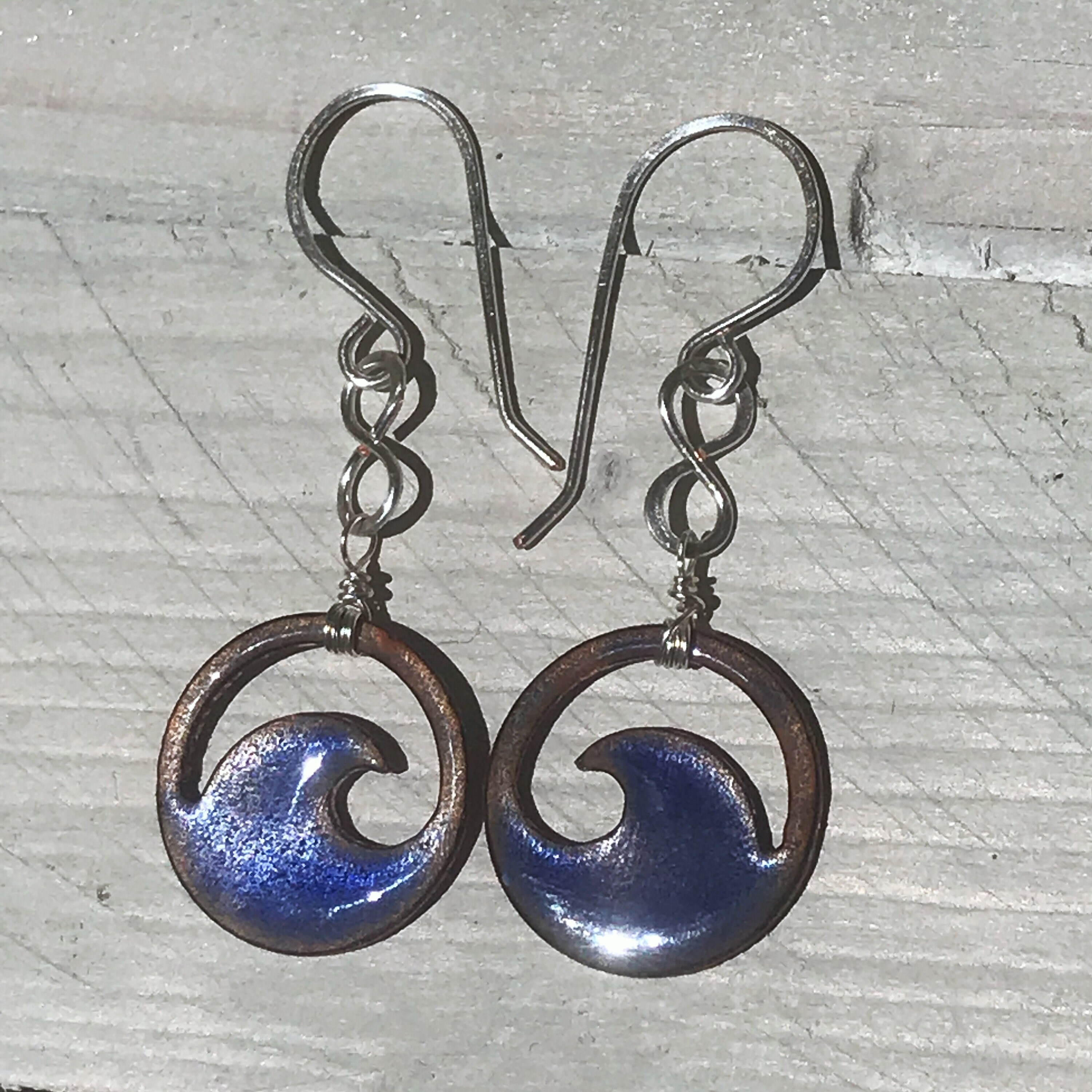 Royal Blue Transparent Enamel Mini Wave Eternity Earrings - Etsy