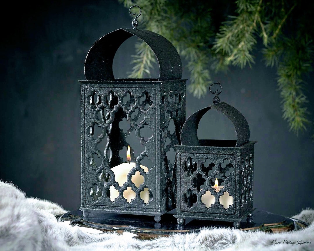 Celestial Wedding Centerpiece Black Shimmer Lanterns Islam Candle SET ...